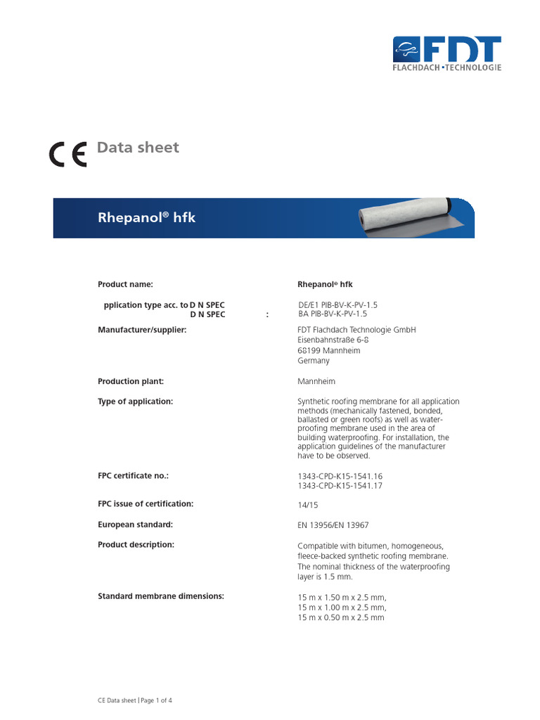 CE-Datasheet-Rhepanol-hfk_final_eng | PDF | Roof | Welding