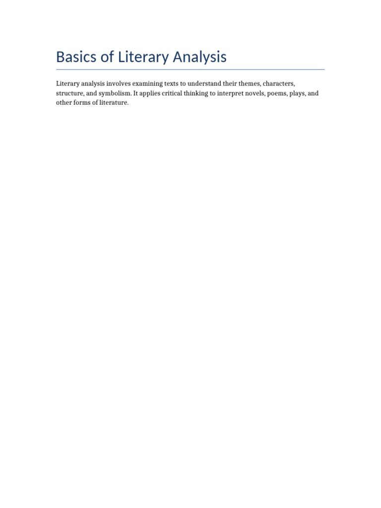 Basics of Literary Analysis | PDF