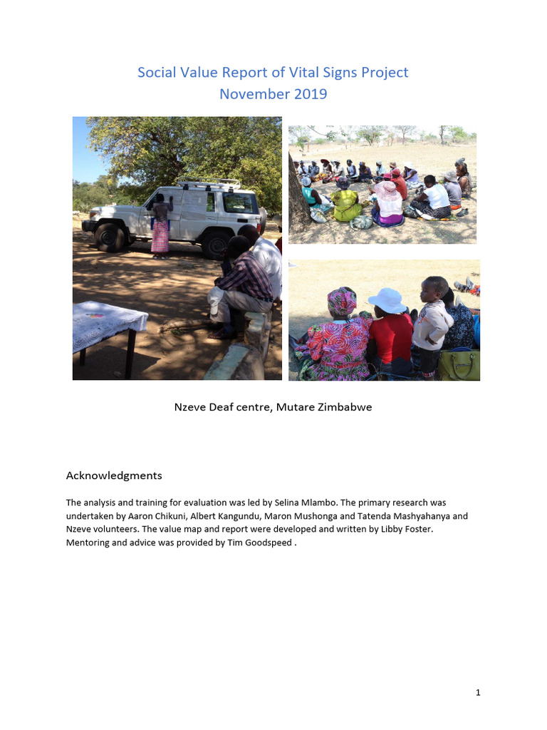 VITAL SIGNS SOCIAL VALUE REPORT 2019 | PDF | Disability | Evaluation