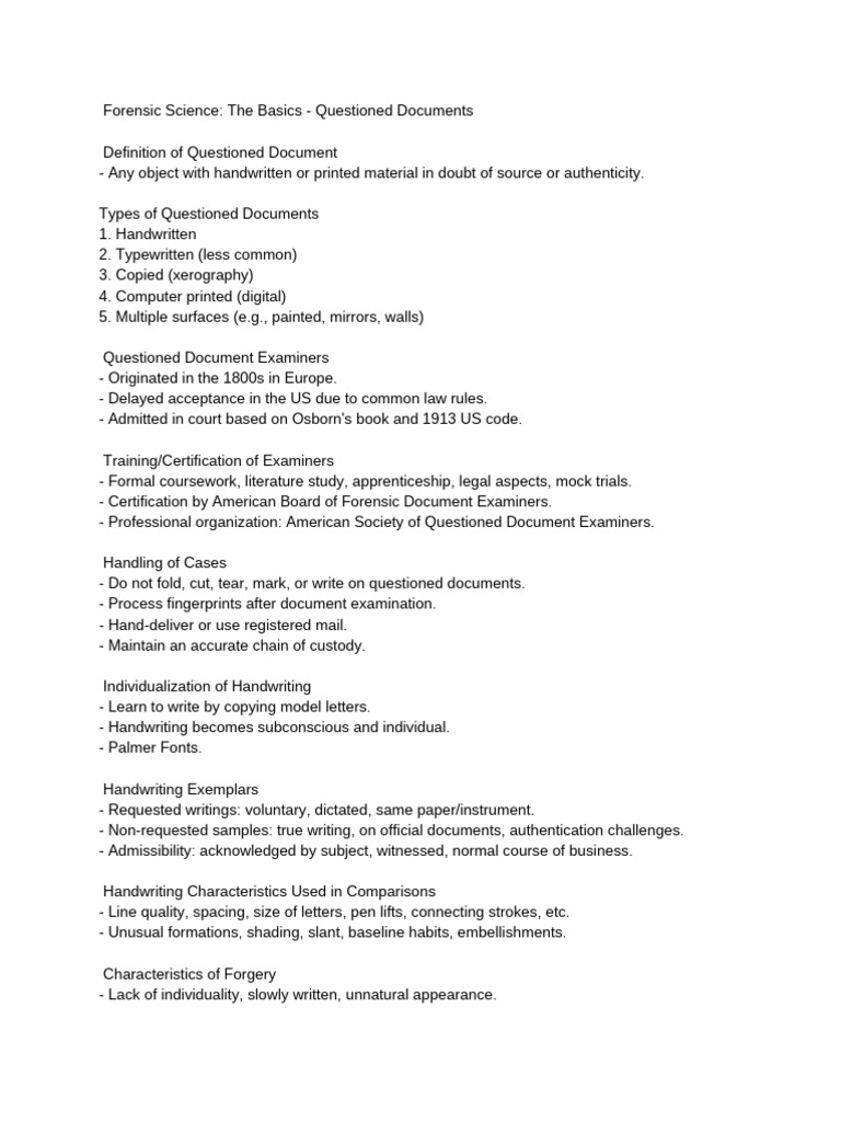 Questioned Documents Notes | PDF | Authentication