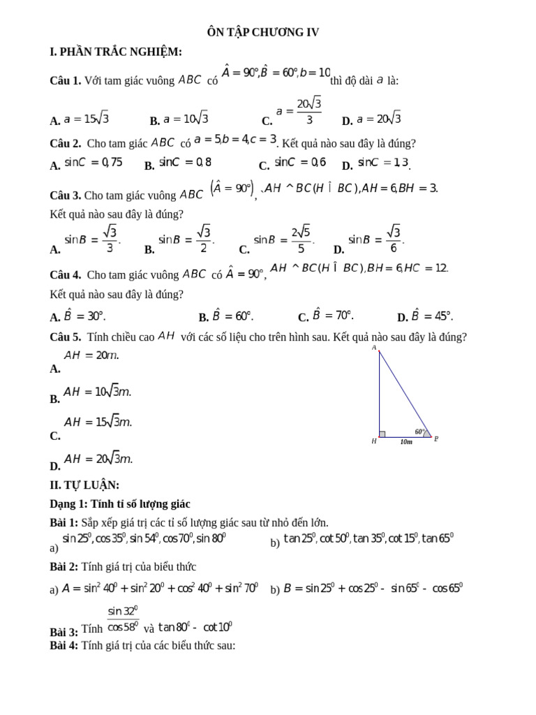 On tap chuong IV Hình học | PDF