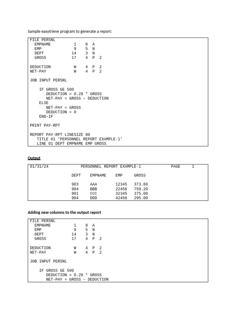 Easytrieve Pdf Parameter Computer Programming Computer Programming 