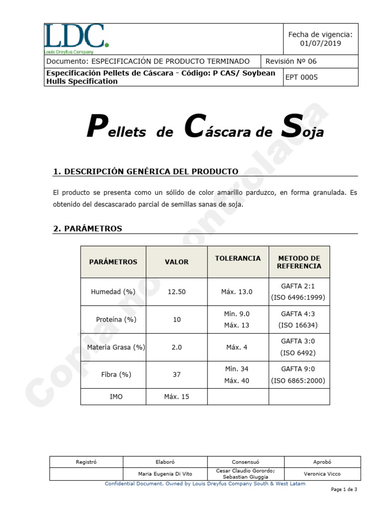 Especificaciones Pel Cascara-Español | PDF | Nutrición | Dieta y nutrición