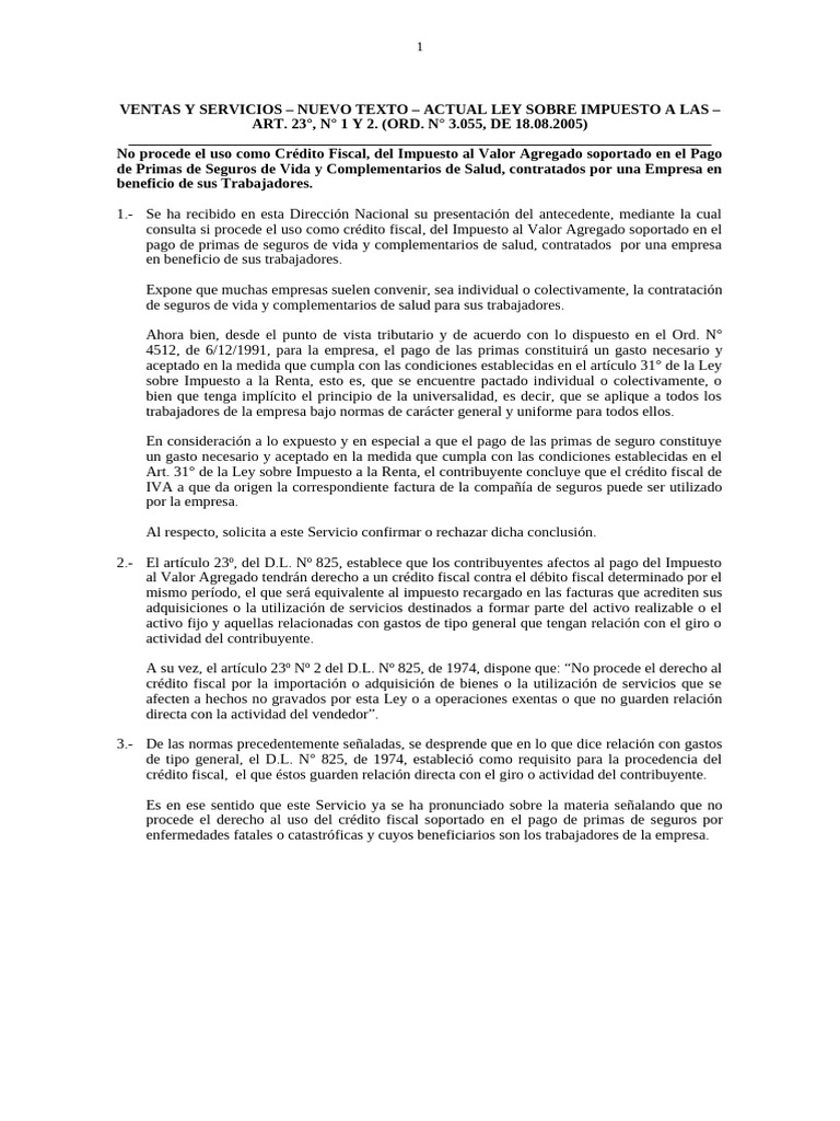 Ofici 3055 Uso Iva Primas de Seguro | PDF | Impuestos | Impuesto al valor agregado