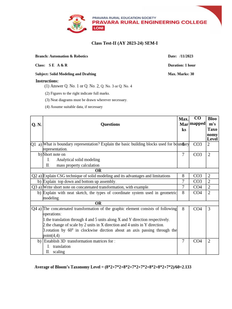 SE A&R CT-II SMD Class Test II Set B | PDF | Applied Mathematics | Geometry
