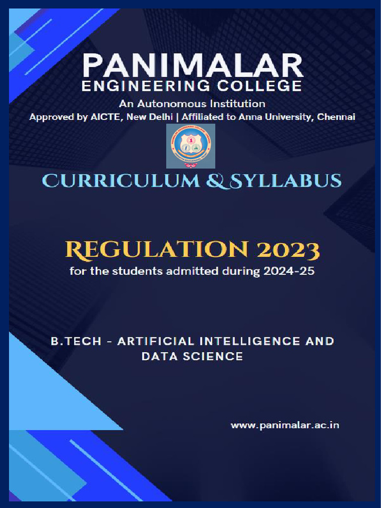 R2023-AI&DS-Curriculum & Syllabus Batch 2024-2025 | PDF | Integral | Derivative