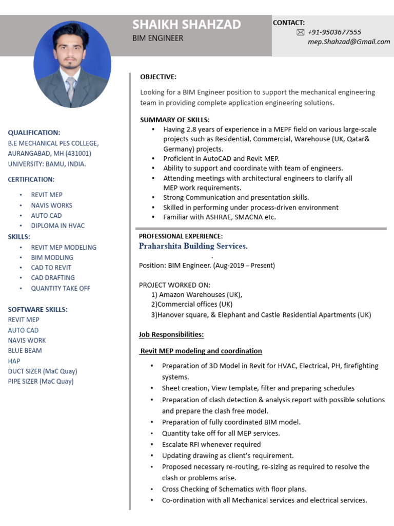 CV- SHAHZAD | PDF | Autodesk Revit | Computer Aided Design
