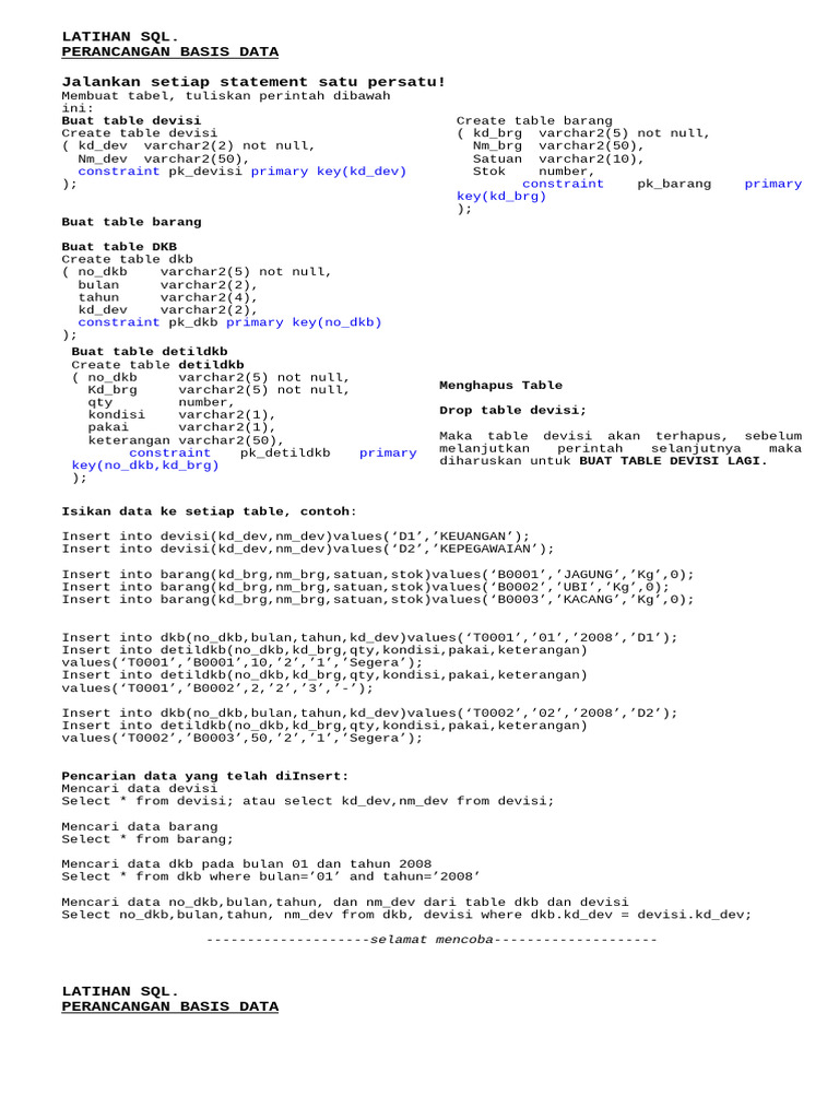 Latihan SQL | PDF