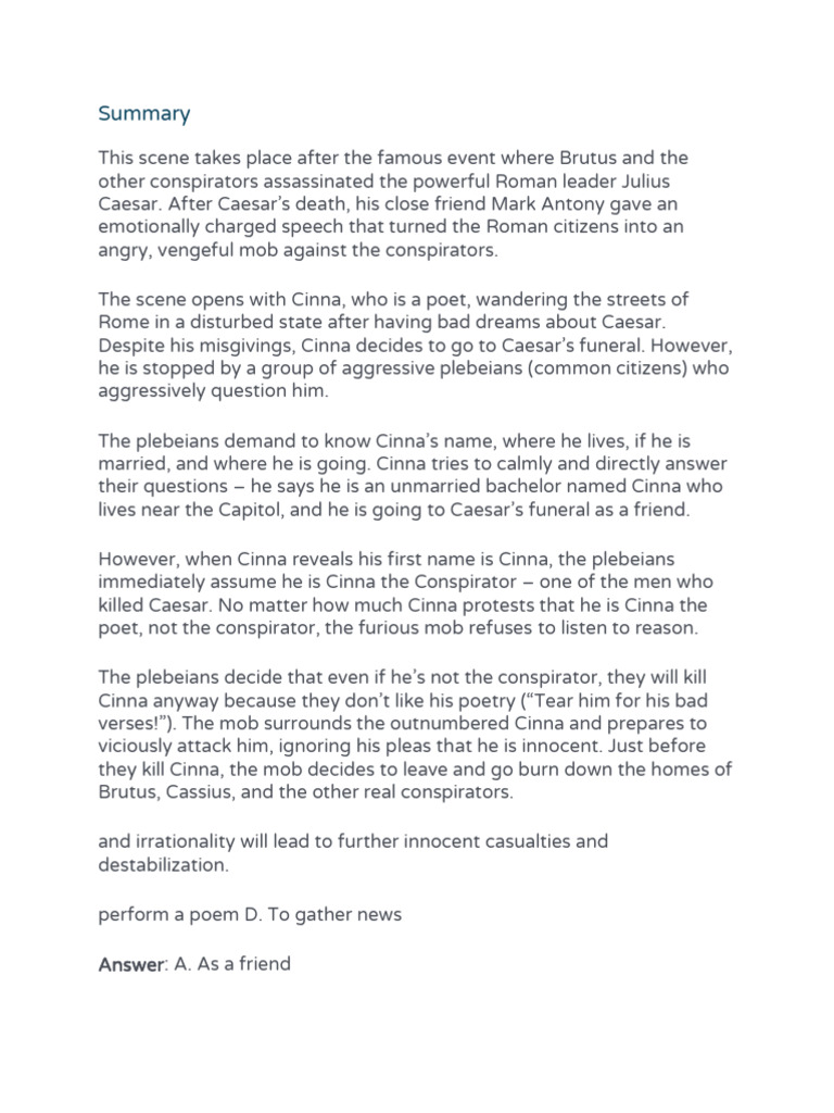 Cinna the Poet's Tragic Fate in Rome | PDF | Julius Caesar