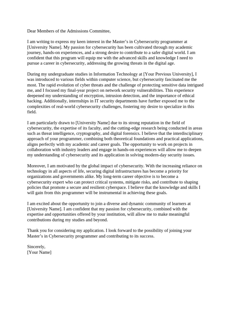 Dear Members of The Admissions Committee5 | PDF | Computer Security ...