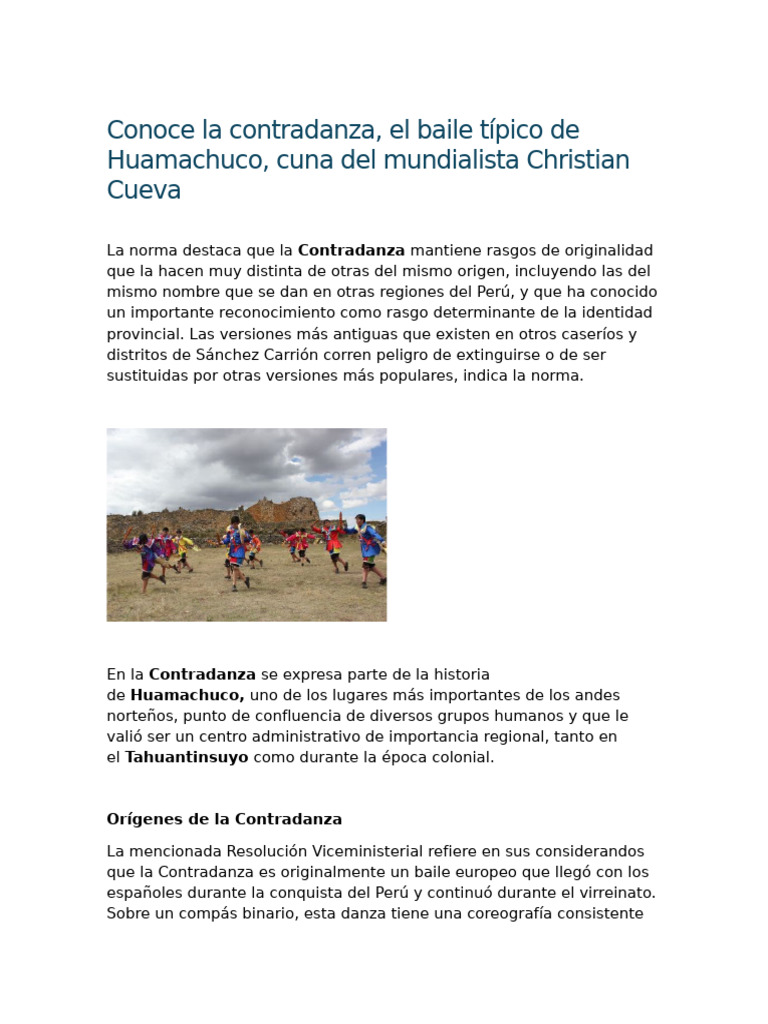 Conoce La Contradanza, El Baile Típico de Huamachuco, Cuna Del ...