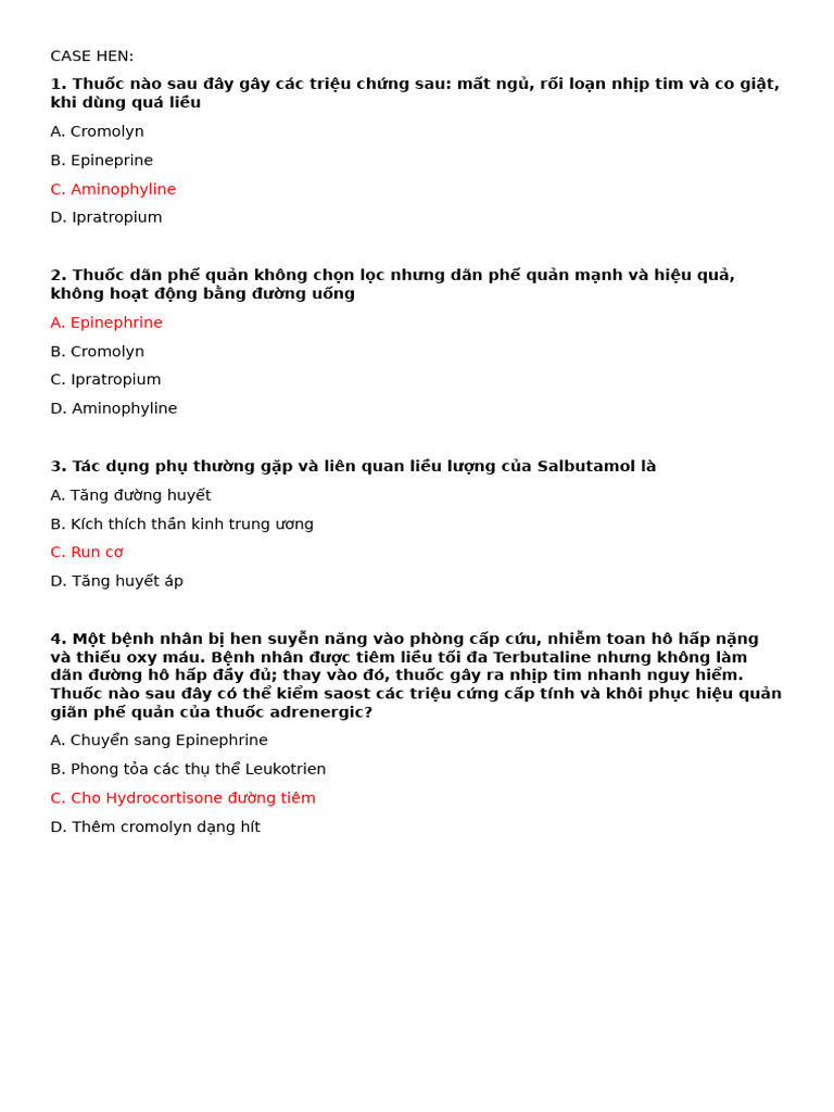 ÔN TẬP CASE HEN | PDF