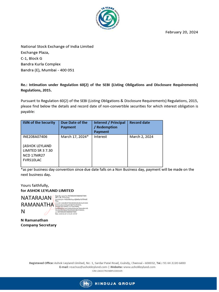 Debt 20022024124139 Regn60 NCD March2024 | PDF