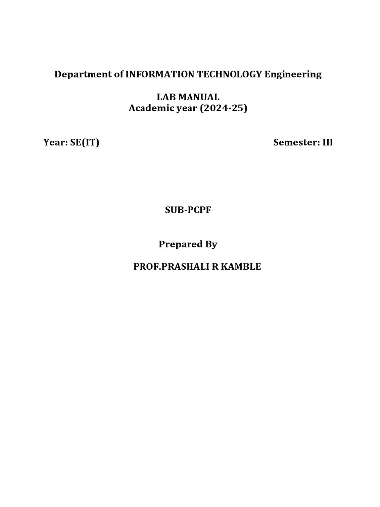PCPF Lab Manual-Seit | PDF | Thread (Computing) | Logic