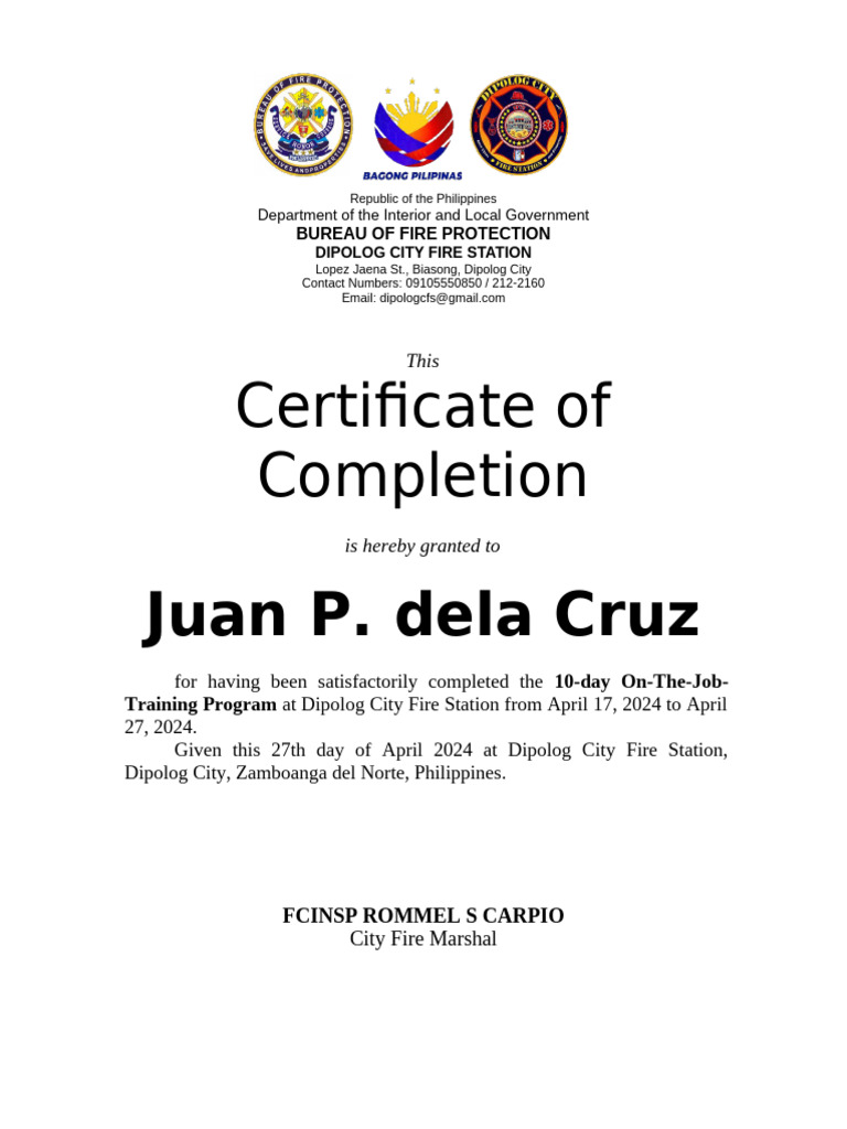 Certificate-of-Completion-OJT | PDF
