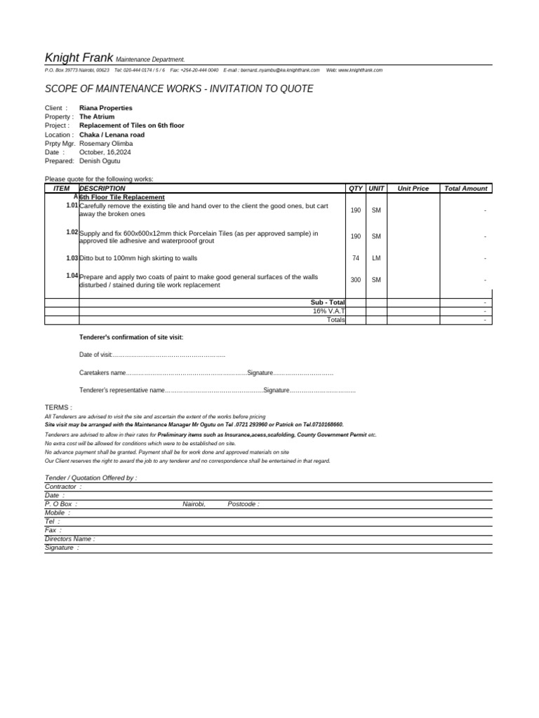 The ATRIUM Replacement of Tiles On 6th Floor | PDF | Tile
