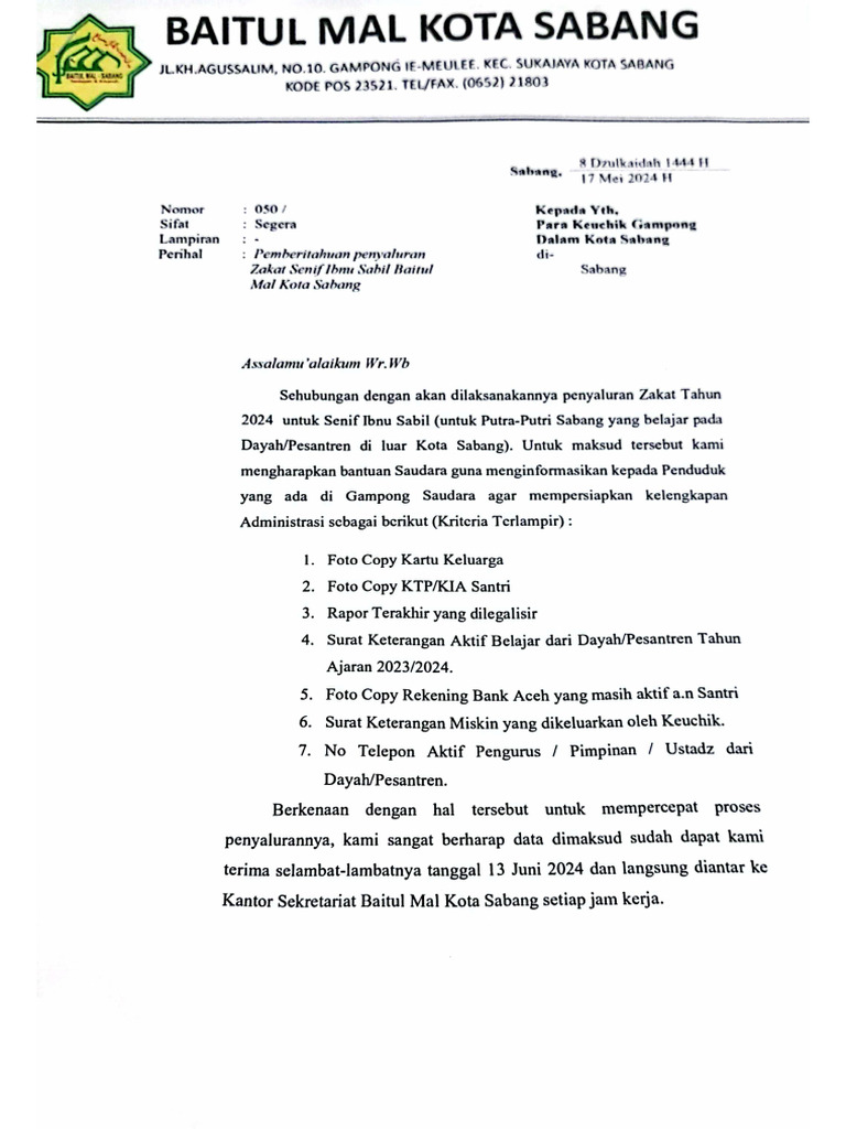 Surat Ibnu Sabil | PDF