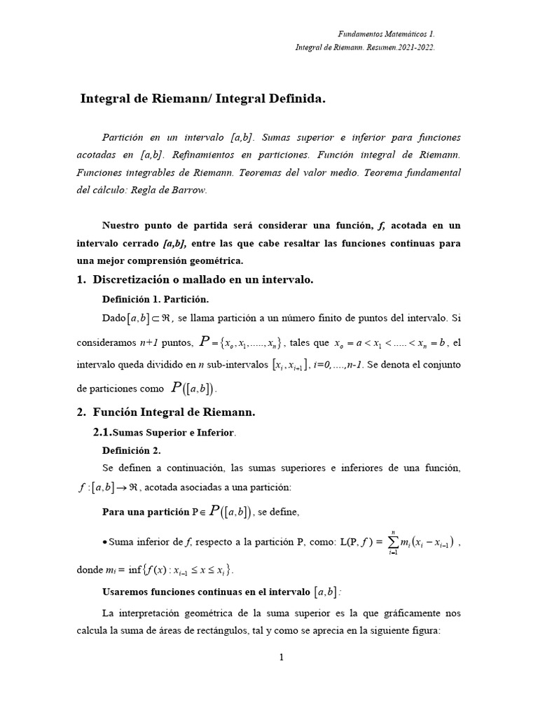 Integral de Riemann (1) | PDF | Integral | Cálculo