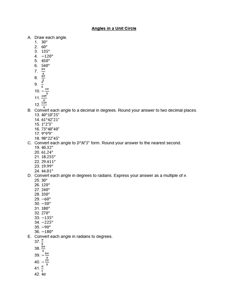 Converting Degrees To Radians and Vice Versa | PDF