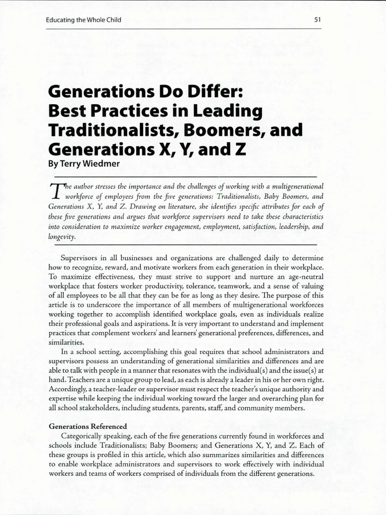 Generations Do Differ - Best Practices in Leading Traditionalist ...