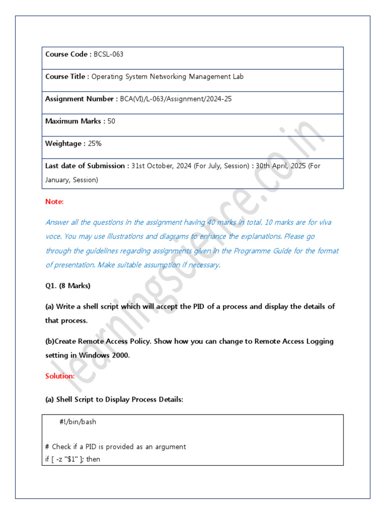 BCSL-063 Solved Assignment 2024-25 | PDF | Domain Name System | Sudo BCSL-063 Solved Assignment 2024-25 | PDF | Domain Name System | Sudo