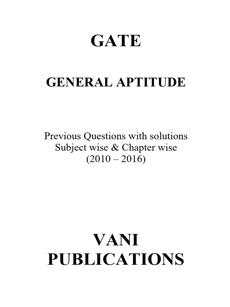 General Apptitude For All Branch by Vani Publication - by WWW - LearnEngineering.in | PDF