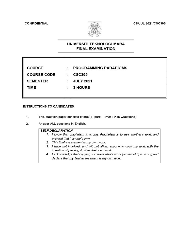 CSC305 July 21 Questions | PDF