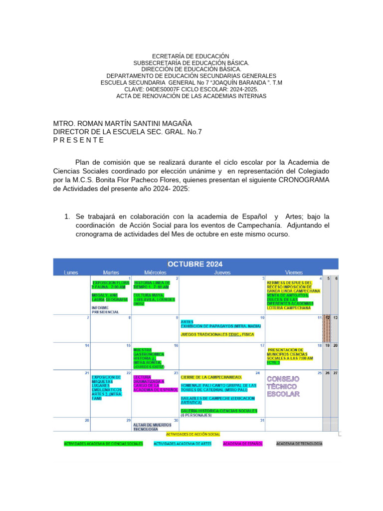 5- Plan de Comisiones de Academia 2024- 2025 | PDF