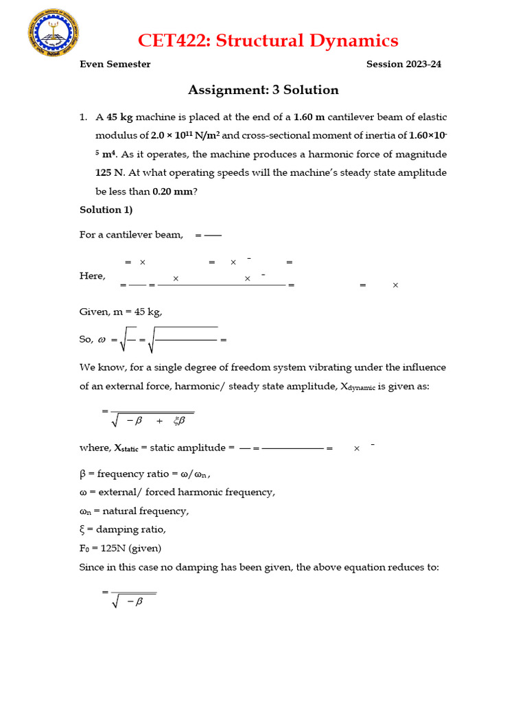 assignment 3 solutions | PDF | Resonance | Damping