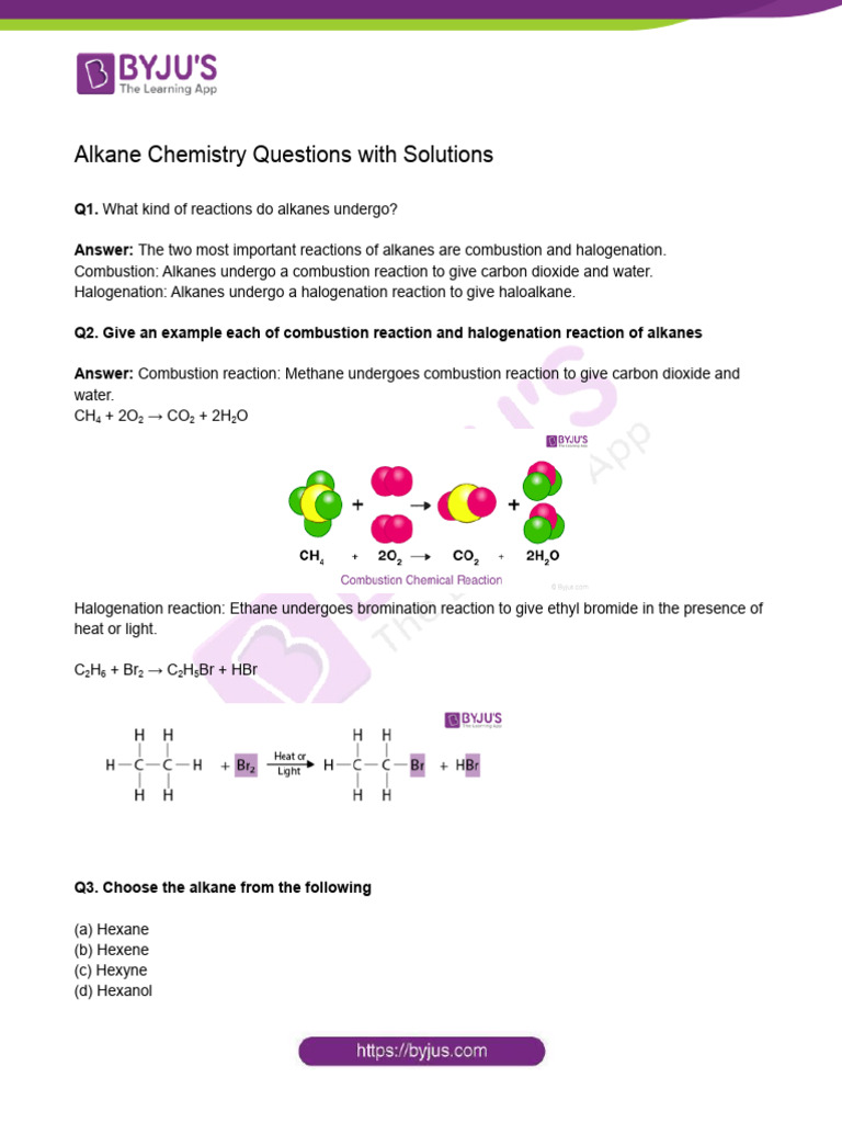 Alkanes Questions and Answers | PDF | Alkane | Hydrocarbons