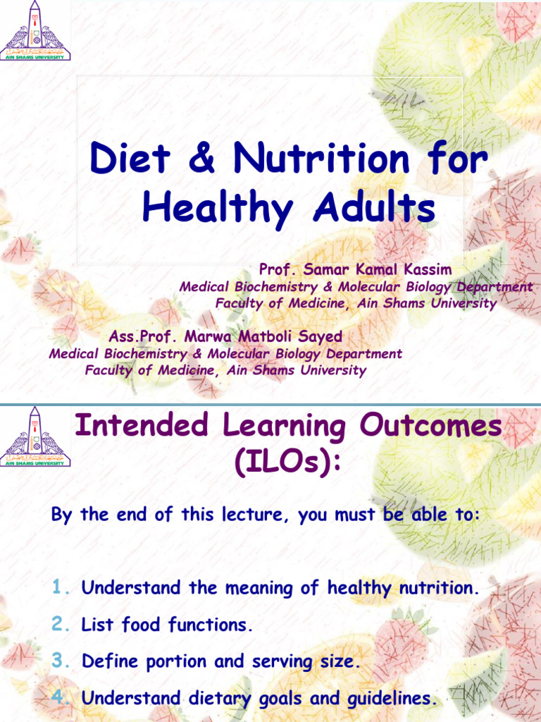 Healthy Nutrition Guidelines for Adults | PDF | Foods | Diet & Nutrition