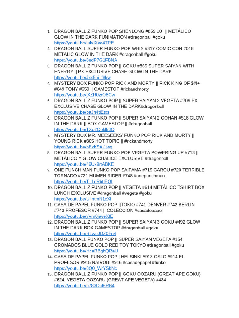 DRAGON BALL Z FUNKO POP SHENLONG - Docx - EVY | PDF | Dragon Ball