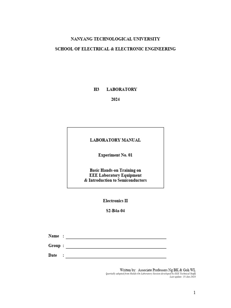 01 Lab1 - Manual - 20jan24 | PDF | Bipolar Junction Transistor | Diode