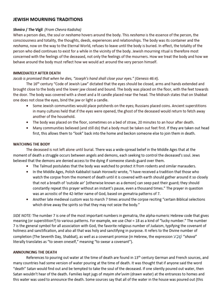 Jewish-Mourning-Traditions--Text-Torah-study | PDF | Jewish Eschatology ...