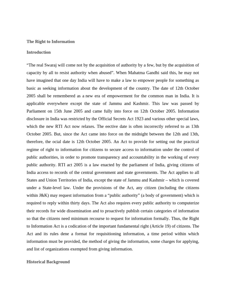 Understanding the Right to Information Act | PDF | Justice | Crime ...