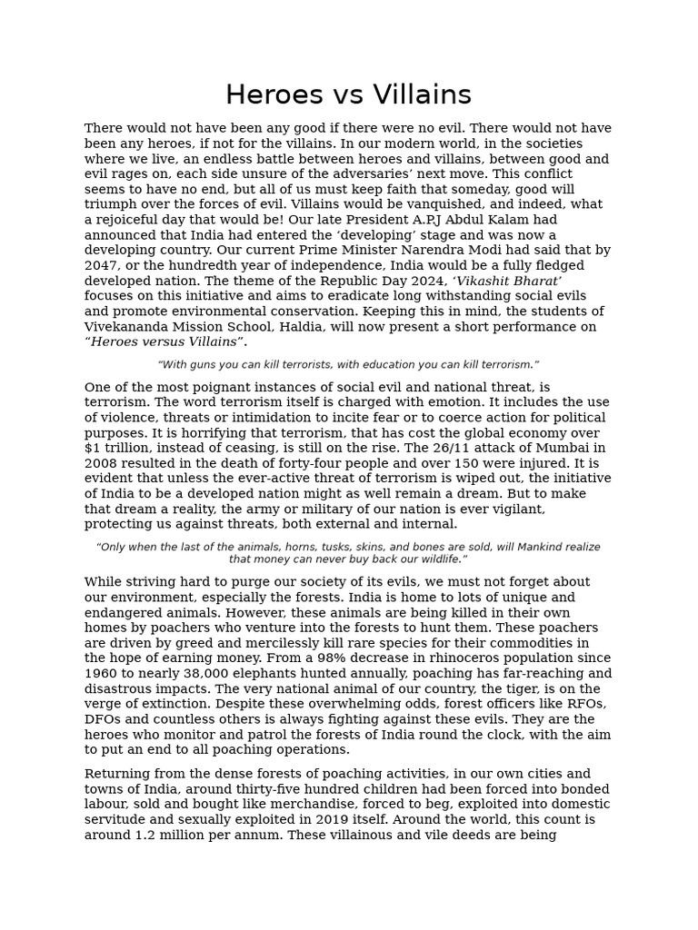 Heroes vs Villains | PDF | Poaching | Crime & Violence