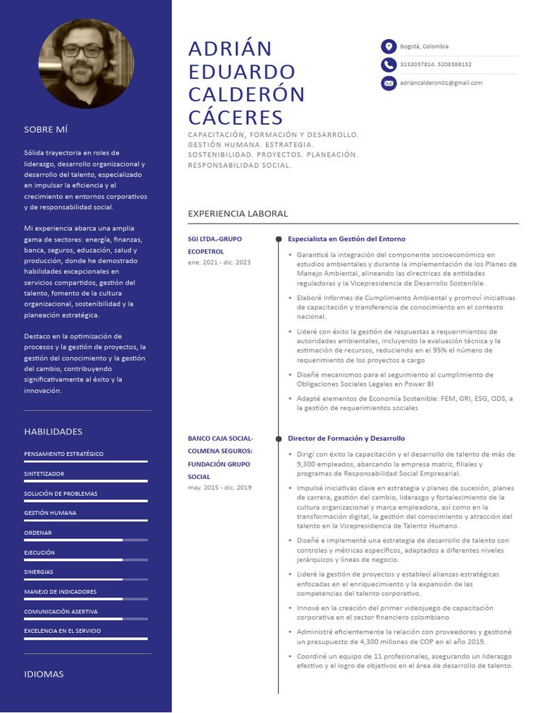 CV - Adrian E. Calderon C. | PDF | Sustentabilidad | Planificación