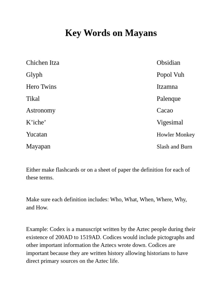 Mayan Key Words | PDF