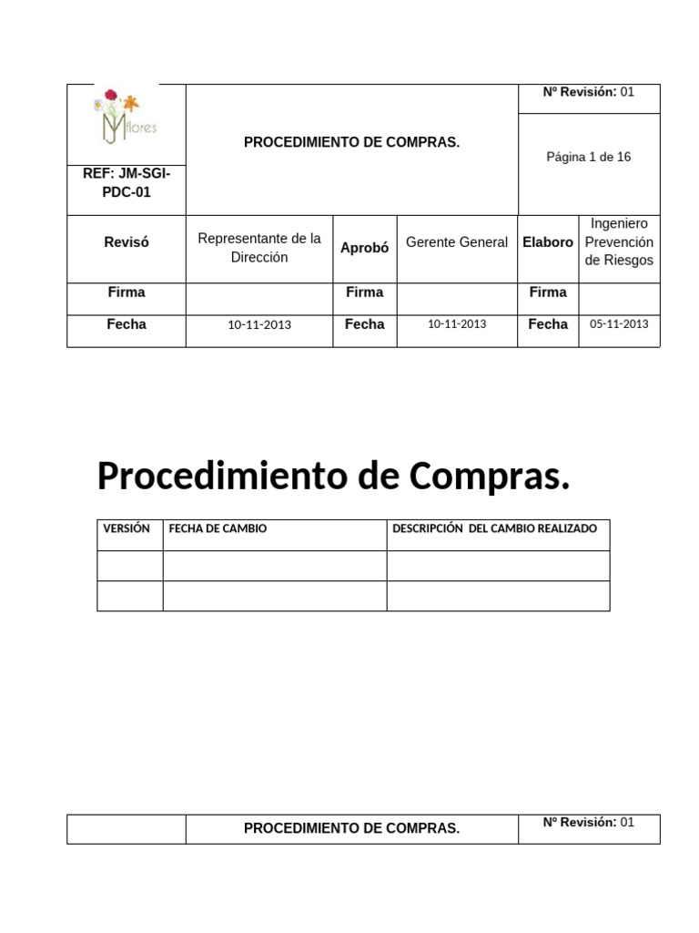 Procedimiento de Compras | PDF | Calidad (comercial) | Business