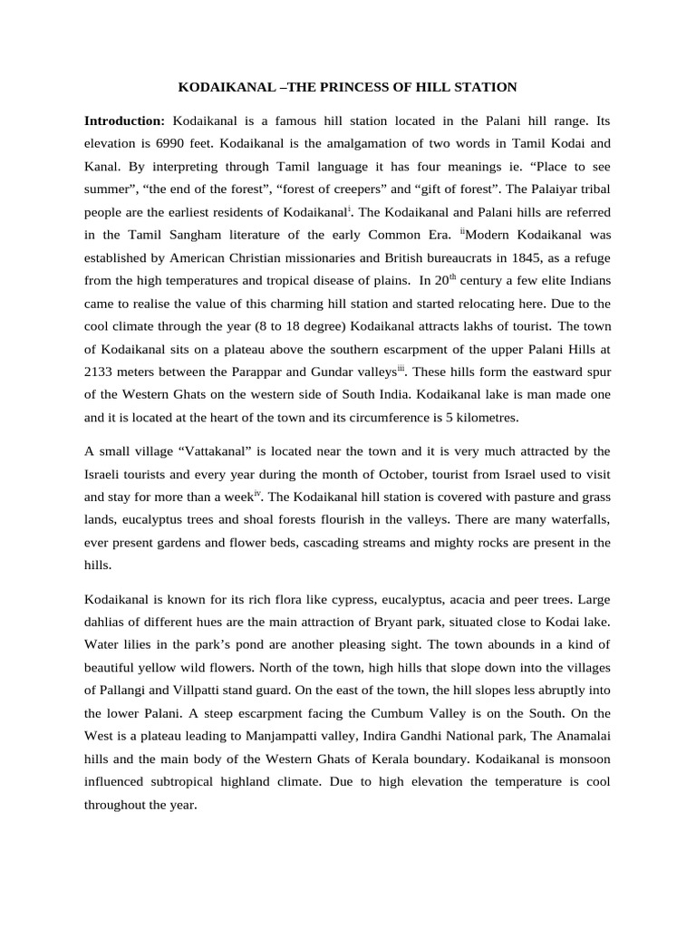 Hv Kodai Kanal | PDF | Tourism