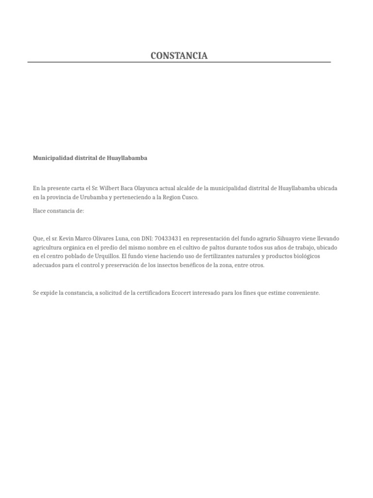 Carta Constancia Organica 2023 | PDF