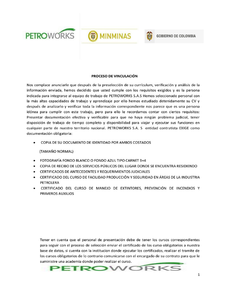 Proceso de Selección y Contratación Petroworks S, A | PDF