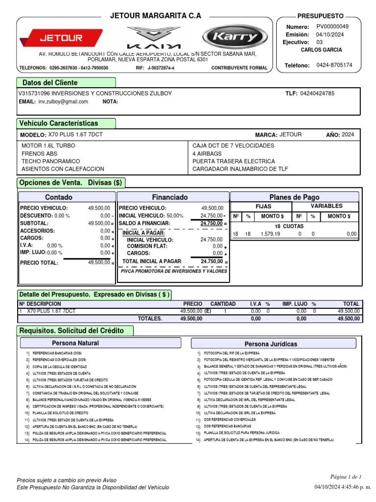 Proforma Zulboy Inv | PDF | Industria automotriz | Estilos de carrocería