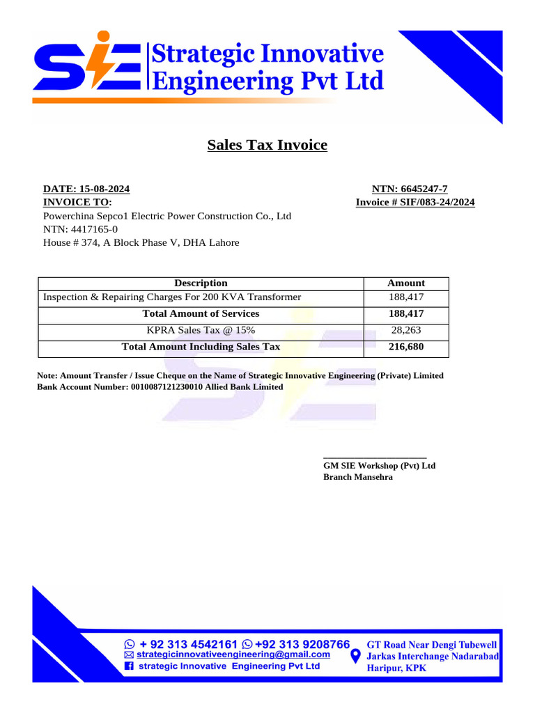 1 - Corrected Work Invoice | PDF | Technology & Engineering