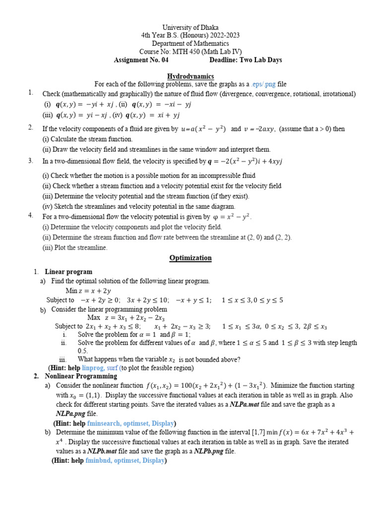 Assignment 4 2023 | PDF | Linear Programming | Mathematical Optimization