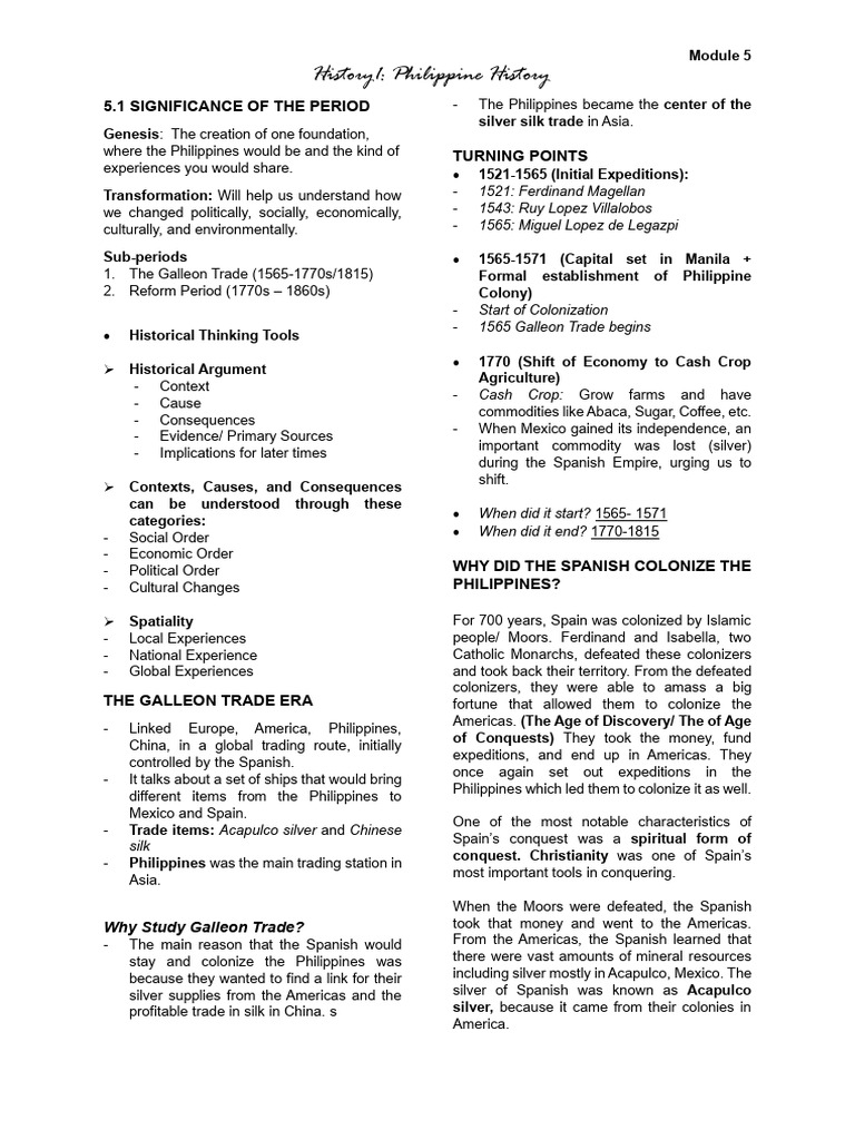 History Modules 5.1 Reviewer | PDF | Spanish Empire | Philippines