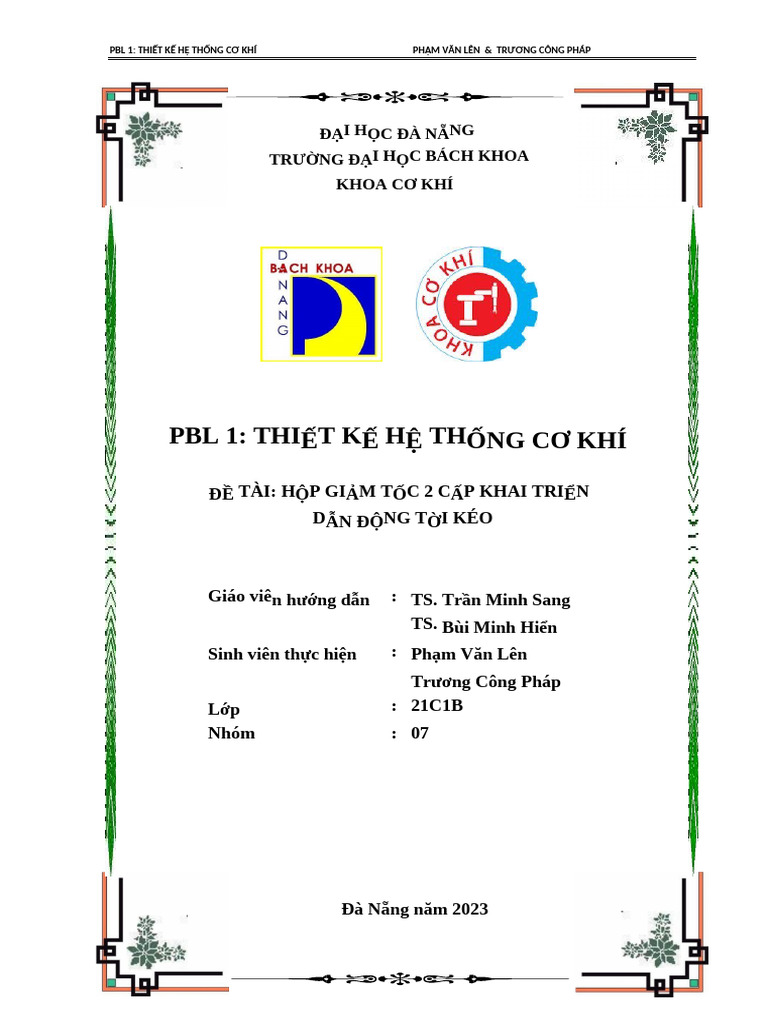 File thuyết minh PBL 1 - Nhóm 7 | PDF