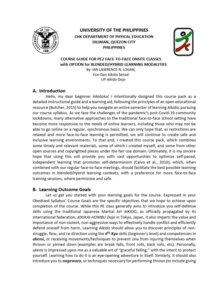 Course Guide For Remote or Blended Pe2 Aikido Classes - Logan Ay23-24 ...