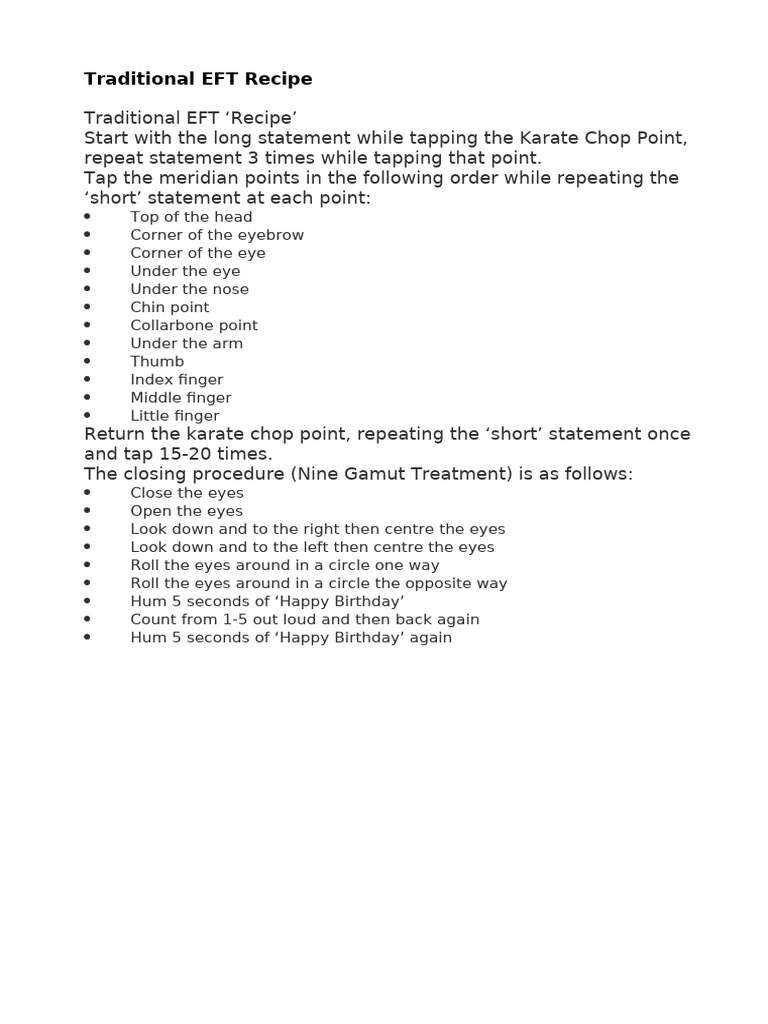 Traditional EFT Recipe | PDF