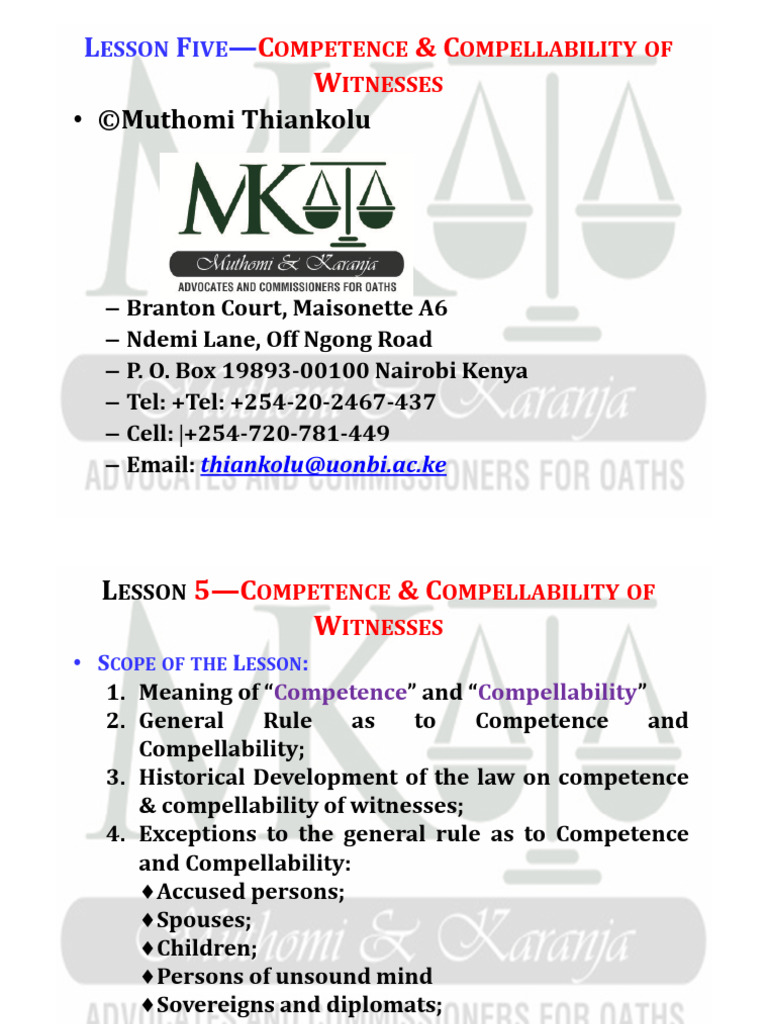 Lesson_5—Competence___Compellability_of_Witnesses | PDF | Competence ...